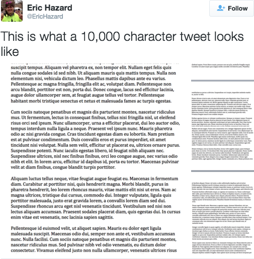 10,000 character tweets: this is why we can't have nice things